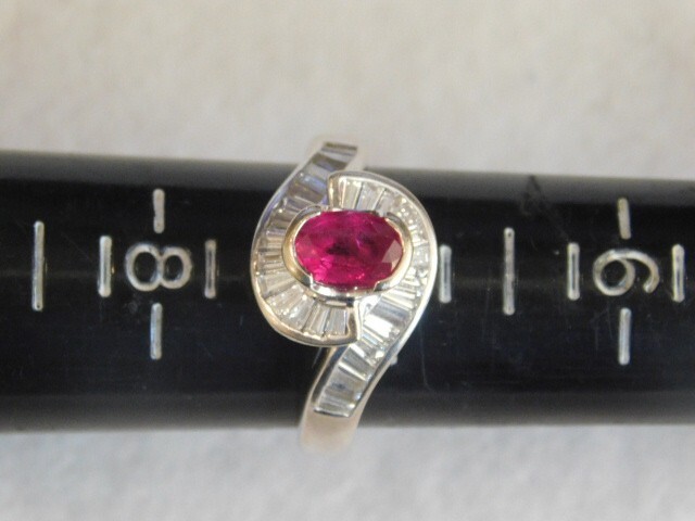 18K WHITE GOLD 1 CT. RUBY AND 1 CT. DIAMOND RING SIZE… - Gem
