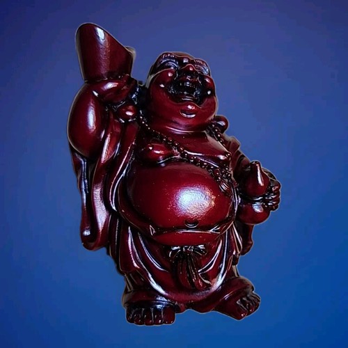Chinese Red Resin Happy Laughing Buddha Figurine Statue-Heavy 3½" 7½oz ...
