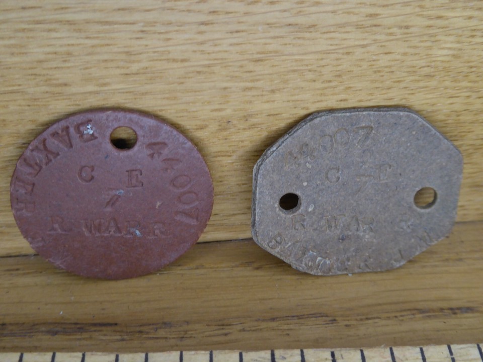 WW1 / WW2 British Army Soldiers Dog Tags -44007 J.M. Baxter . Royal War ...