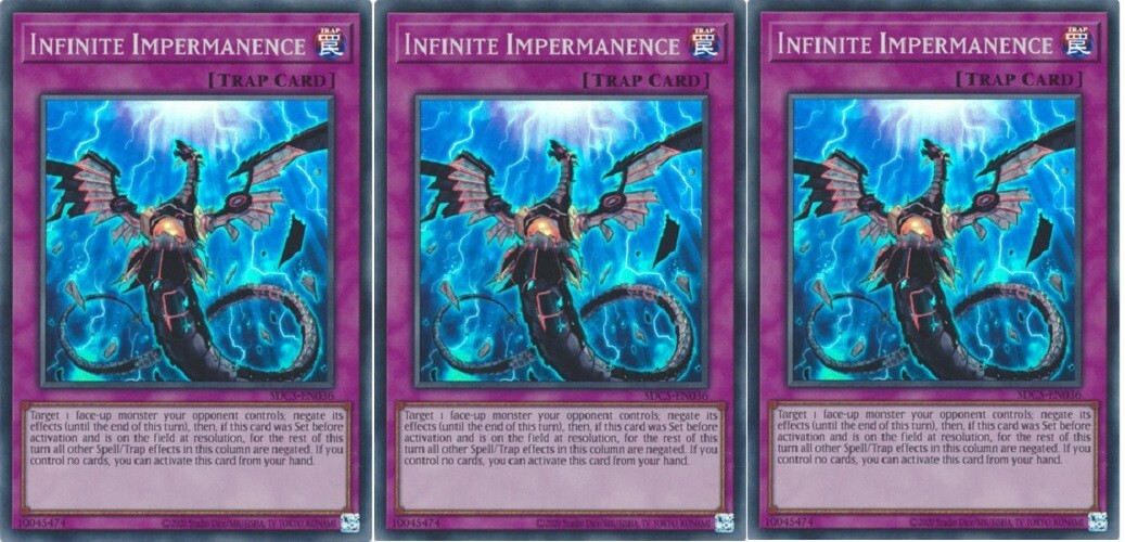 3X INFINITE IMPERMANENCE 3X *** PLAYSET SUPER RARE SDCS-EN036 NM YUGIOH ...