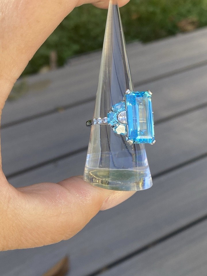 Jean Dousset Sterling Silver Absolute & Simulated Blue Topaz Cathedral ...