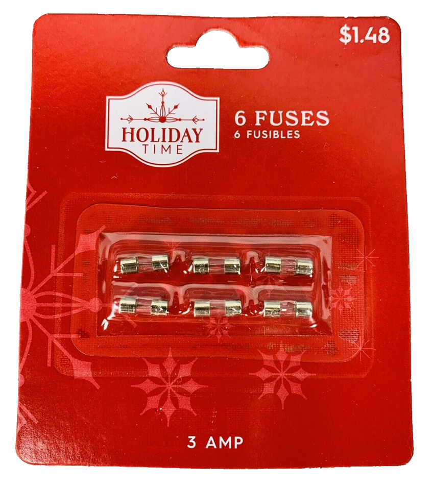 3 Amp Fuses for Christmas Light Strings 1 pack of 6 Replacement 3/8 ...