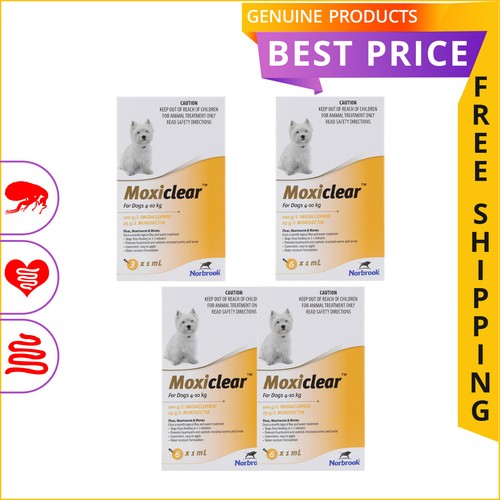 Moxiclear 3,6,12 Doses for Dogs 4 to 10 Kg YELLOW Heartworm Flea Worm ...