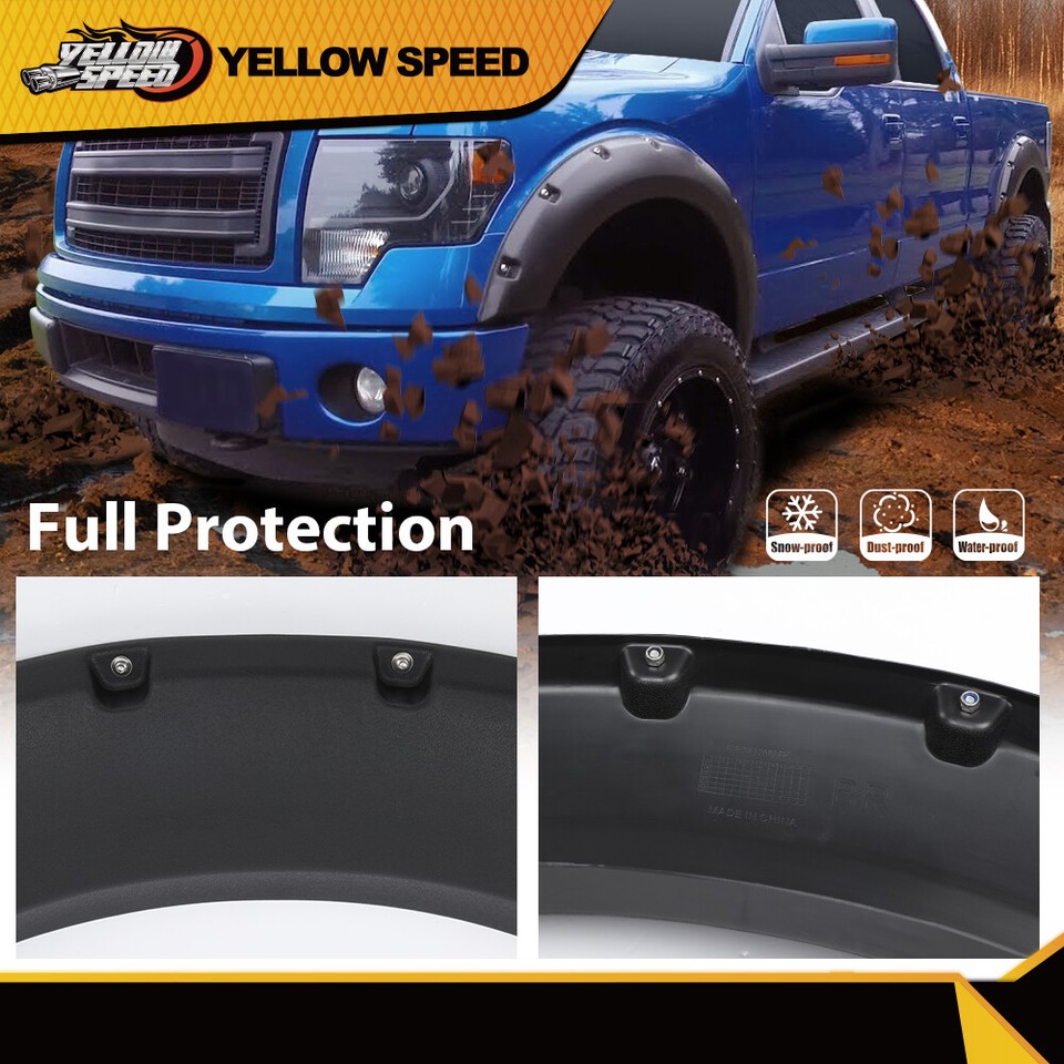 Pocket Rivet Style Fender Flares Wheel Cover Fit For 2009-2014 Ford ...