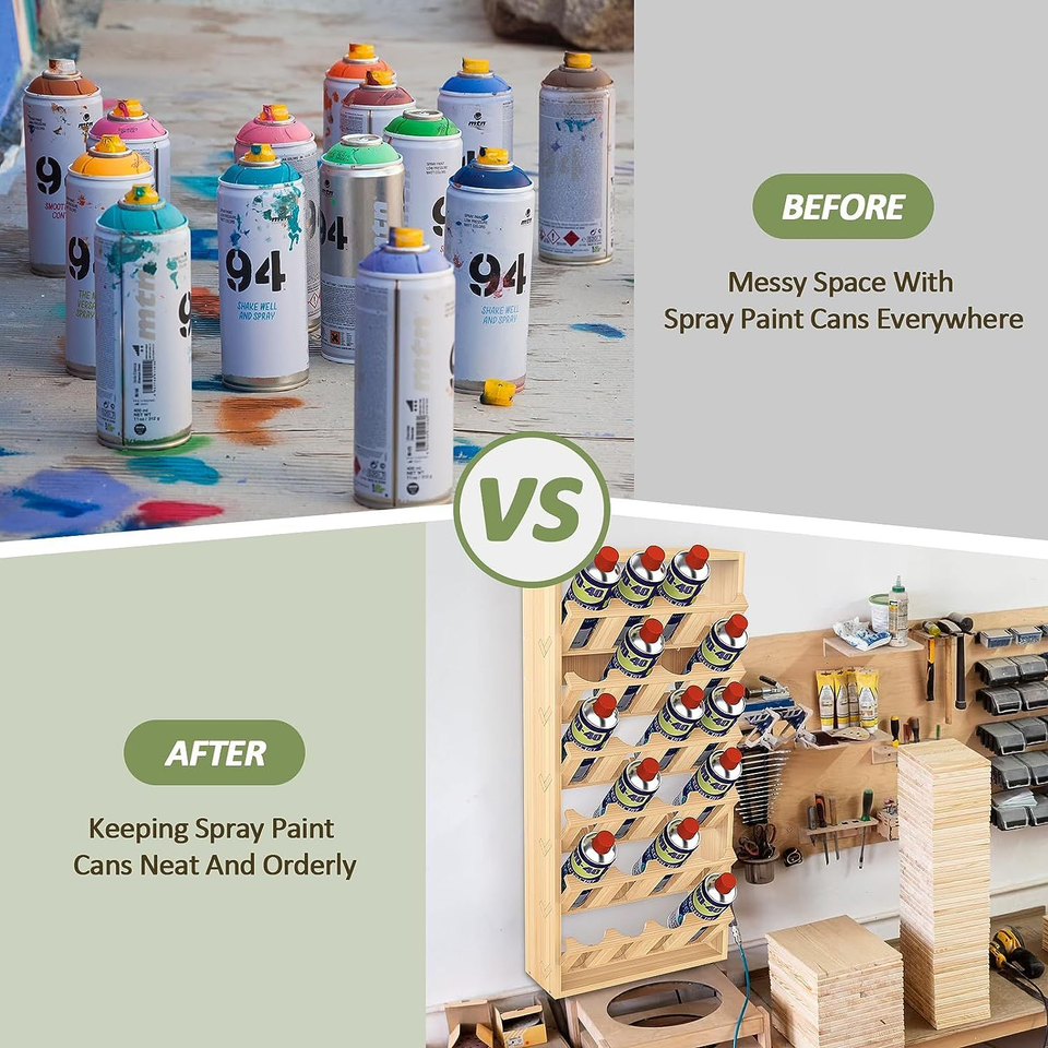 jxgzyy 6 Tier 24 Can Spray Paint or Lube Wall Mount Storage Holder Rack ...