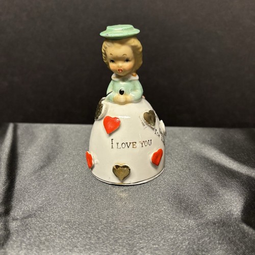 Vintage Girl Bell W/ Hearts & I Love You In Different Languages Ceramic ...