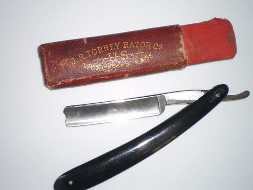 Antique J.R. Torrey Straight Blade Razor Worchester Mass w/ half ...