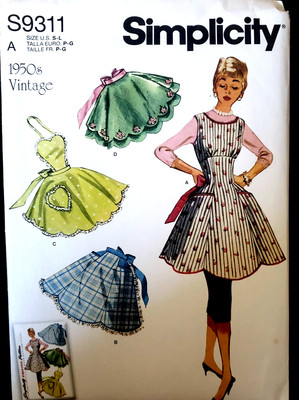 Simplicity 1950s Retro Sewing Pattern S9311 Aprons Size Sm Med Lrg ...
