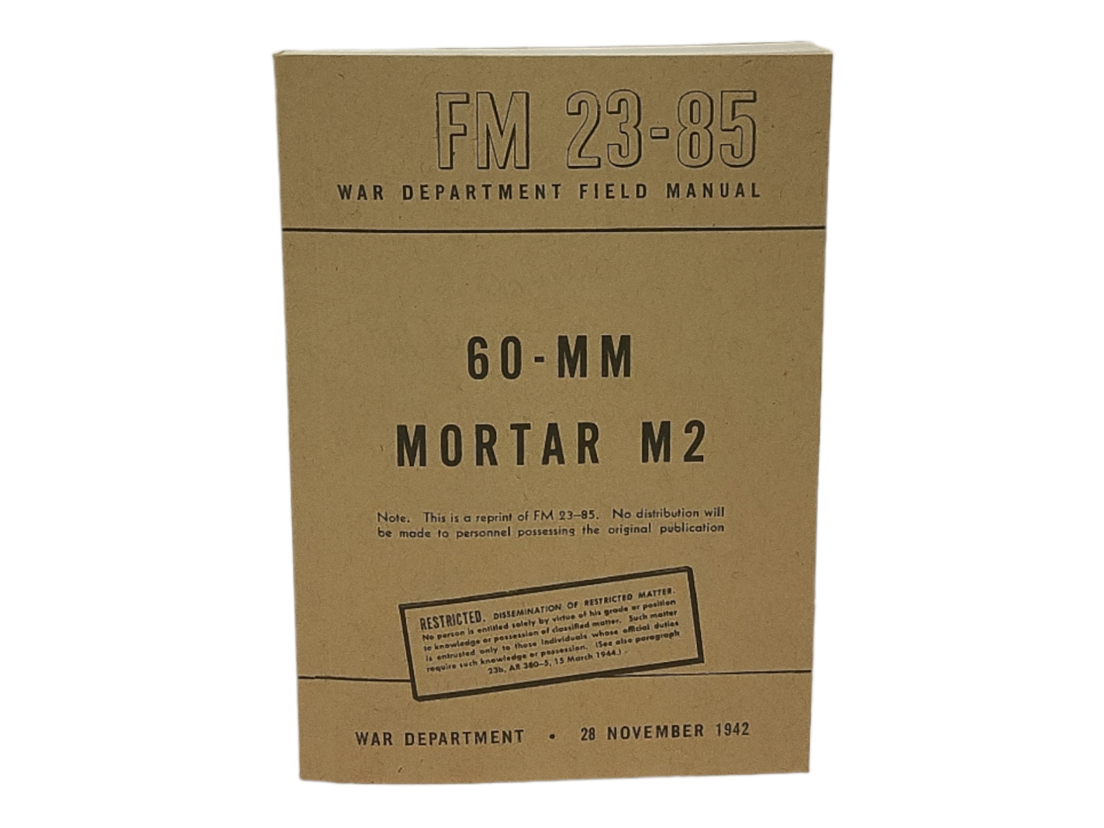 Reproduction of FM 23-85 60mm Mortar manual | eBay