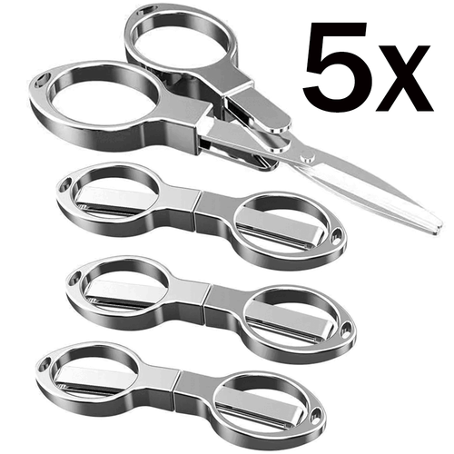 5PC Folding Camping Stainless Steel Scissors Keychain Scissor Mini ...