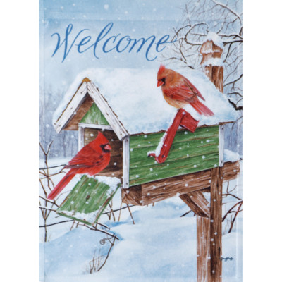 WELCOME CARDINAL MAILBOX 12.5" X 18" GARDEN FLAG 11-2697-41 FALL RAIN ...