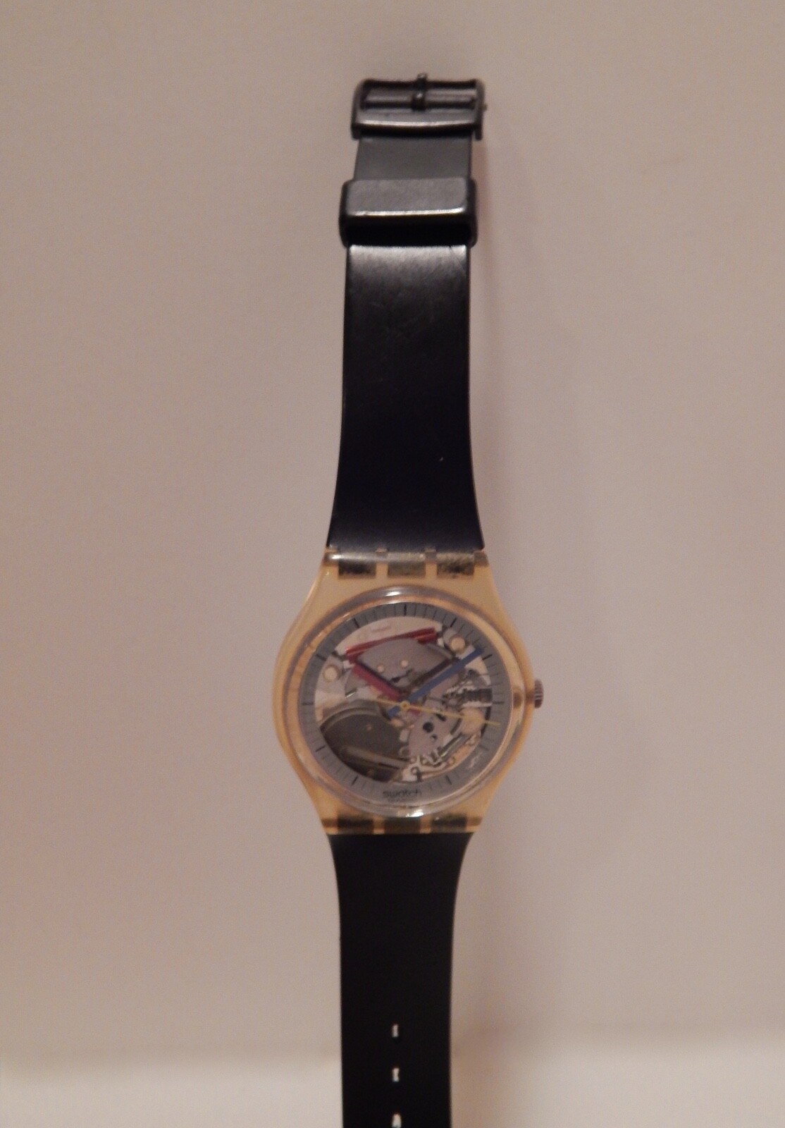 Original Gent 34mm Signed 1985 Swatch Watch Jellyfish Black Band Tested ...