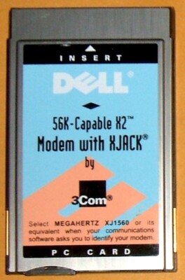 Dell 3Com Megahertz 56k X2 PCMCIA Modem PC Card with XJACK | eBay