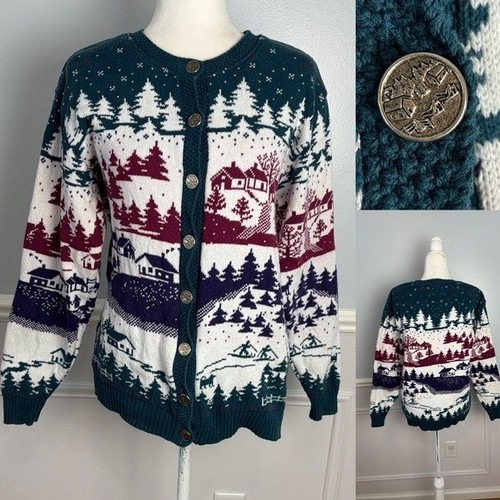 Vintage Northern Reflections Winter Holiday Knit Cardigan Sweater Sz S ...