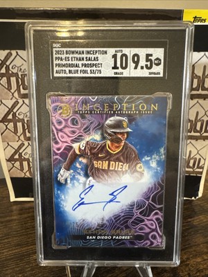 2023 Bowman Inception Ethan Salas Blue Primordial Auto /75 Padres - SGC ...