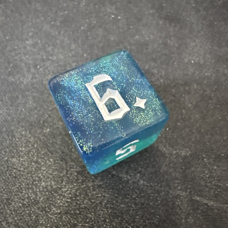 Numbered D6 Six Sided 16mm Dice - Set of 10 - Marbled Blue-Green 4 | eBay
