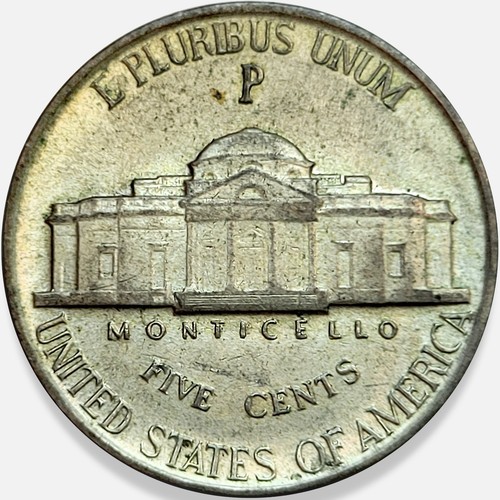 1942-P Jefferson Type 2 T2 War Nickel 35% Silver * Original * Steps ...