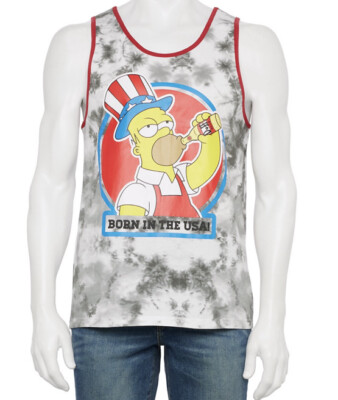 Simpsons Homer Born In The USA Patriotic America July 4 Mens Tank Top ...