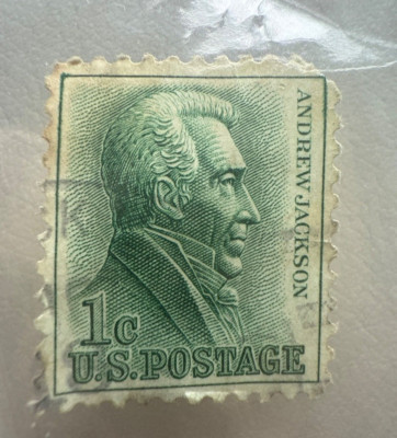 U.S. Postage Stamp | Andrew Jackson 1¢ Green Stamp ~ Used/Posted ~ c ...
