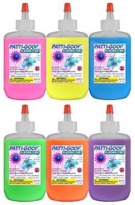 FLUORESCENT 6-PACK PATTI-GOOP MADE FOR CREEPY BUGS TOYS RUBBERY ...