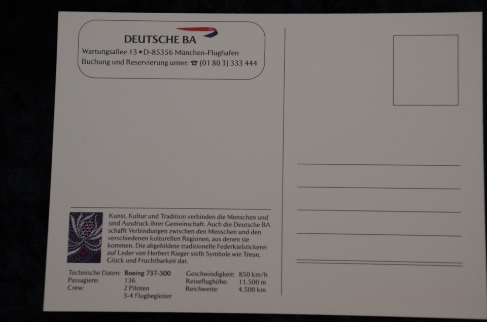 59039 AK Airplane Airport German BA Tail Artist Boeing 737-300 | eBay