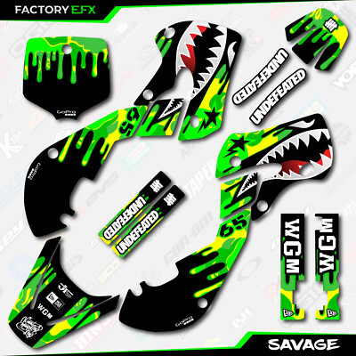 Green Yellow Camo Savage Racing Graphics Kit fit Kawasaki 00-24 Kx65 Kx ...