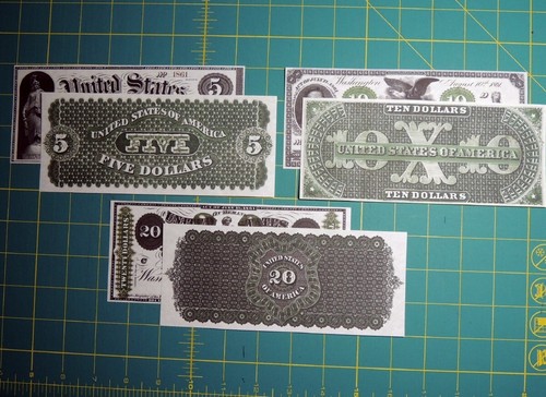 1861 Greenbacks (Demand Notes) Set Reproduction U.S. Currency Paper ...