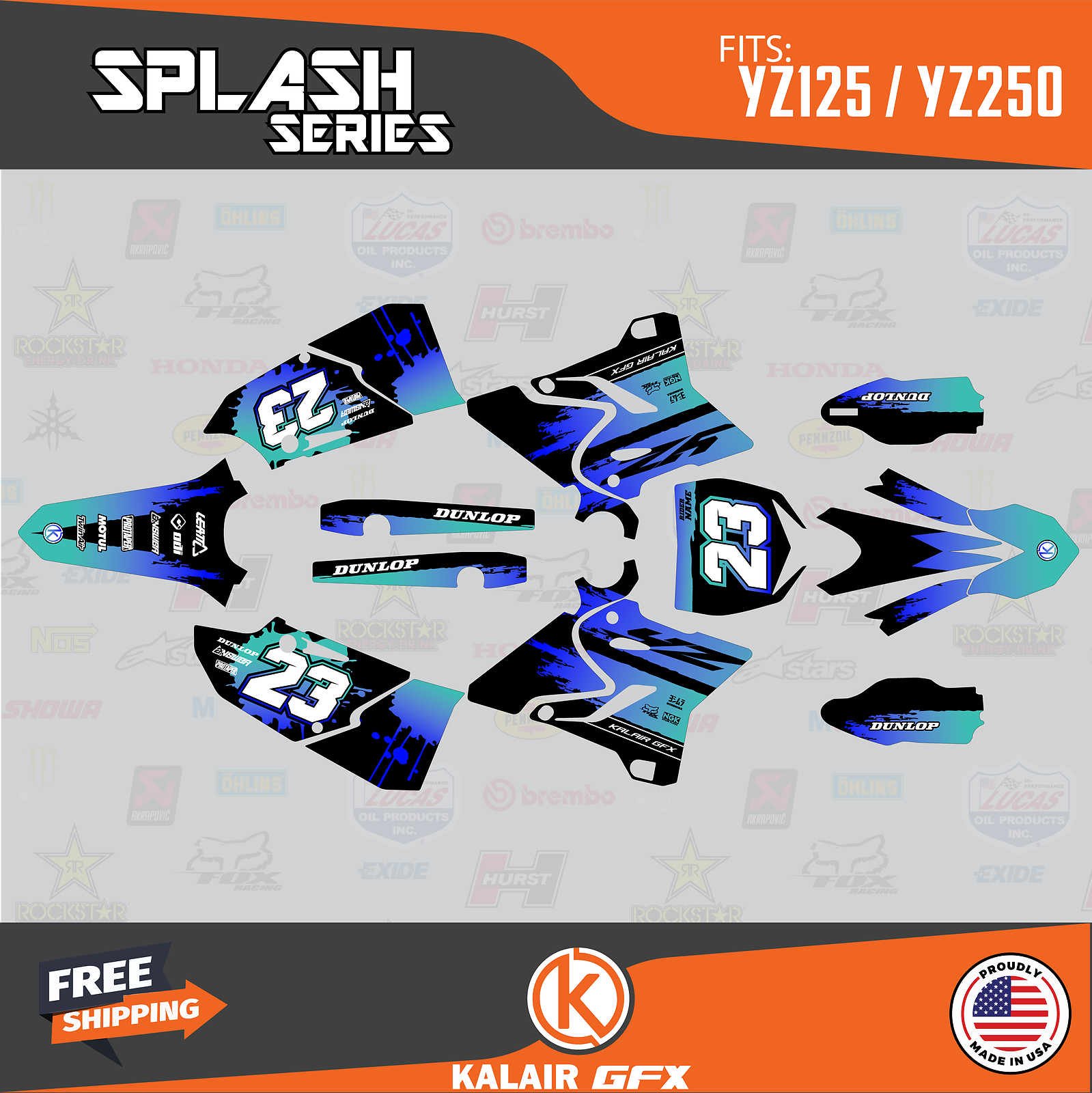 Graphics Kit for Yamaha YZ250X (2016-2022) Splash-teal | eBay