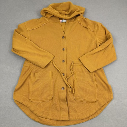 Free People FP Beach Sweater Womens XS Yellow Hooded Button Cardigan ...