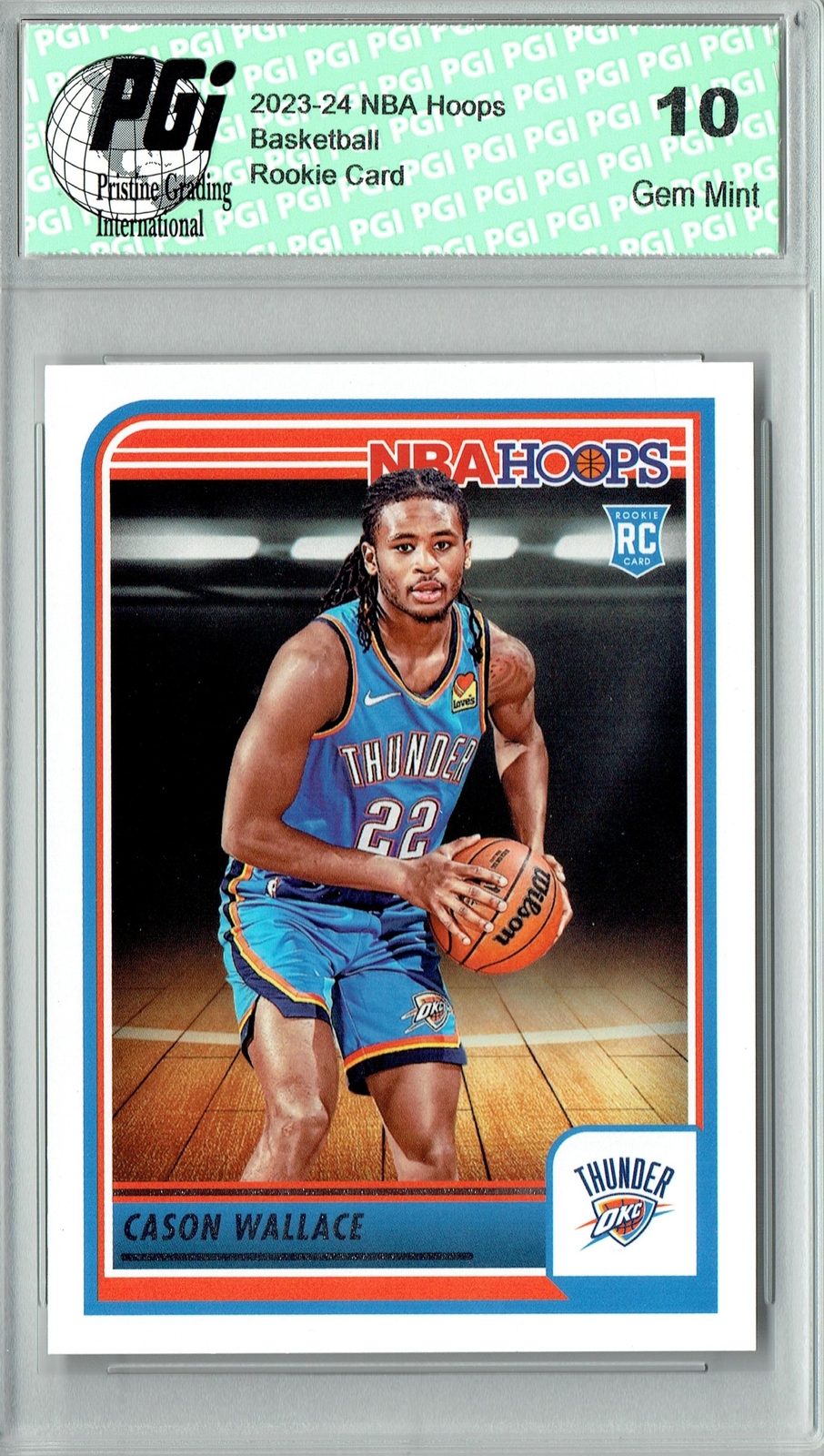 Cason Wallace 2023 Hoops #252 Oklahoma City Thunder Rookie Card PGI 10 ...