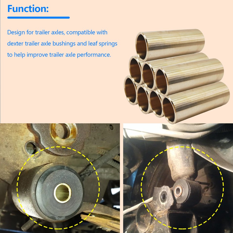 8 X Trailer Leaf Spring Bushing Kit Shackle Bushings Bronze Axle ...