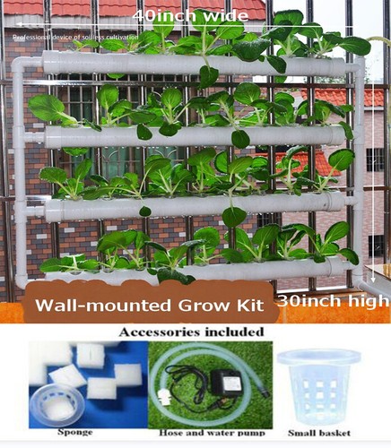 TECHTONGDA 4-Pipe Balcony Hydroponic Grow Kit 36 Plant Sites Wall ...