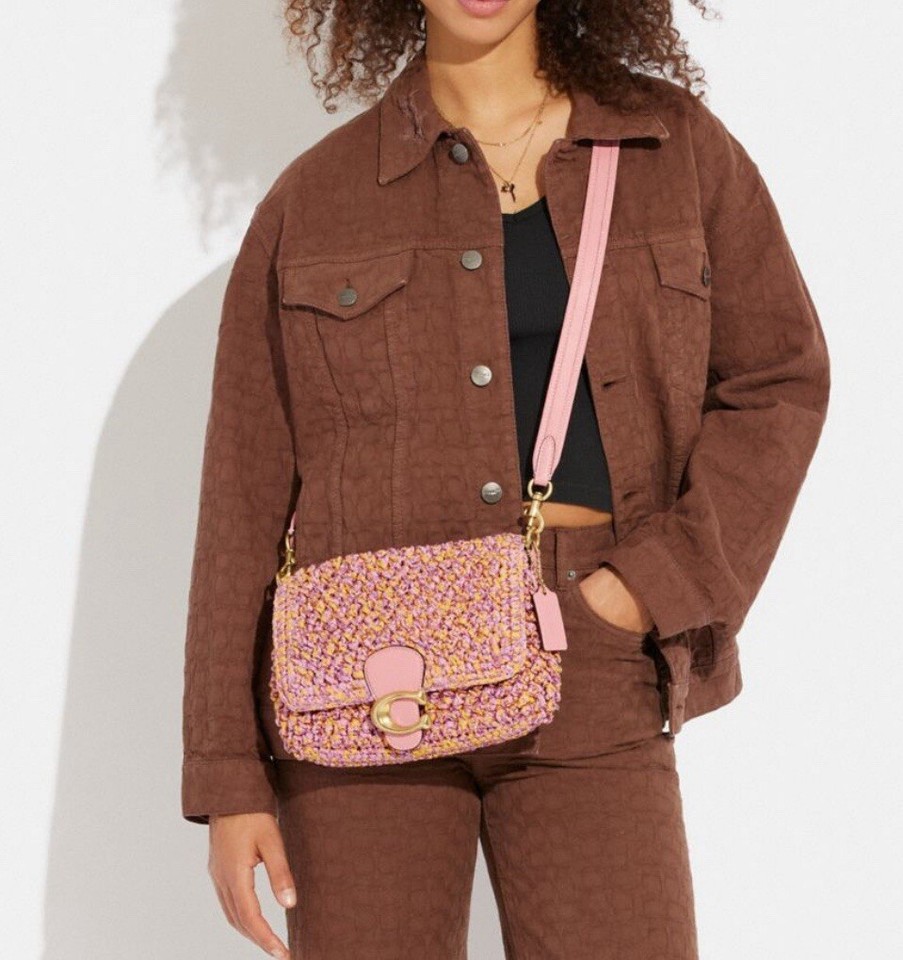 NWT Coach Soft Straw & Smooth Leather Tabby Shoulder Bag CH732 In Pink ...