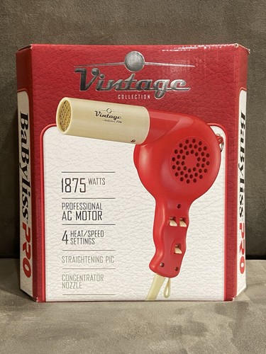 BABYLISS PRO VINTAGE COLLECTION RED RETRO STYLE HAIR / BLOW DRYER - NEW ...