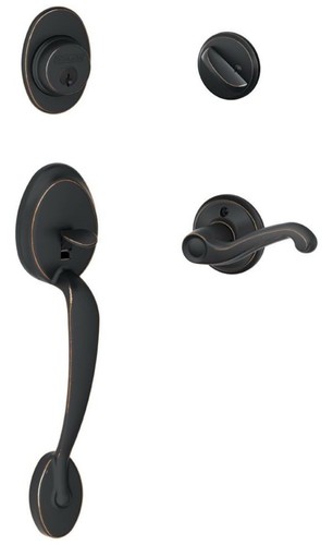 SCHLAGE Plymouth Single Cylinder Handleset & Left Hand Flair Lever ...