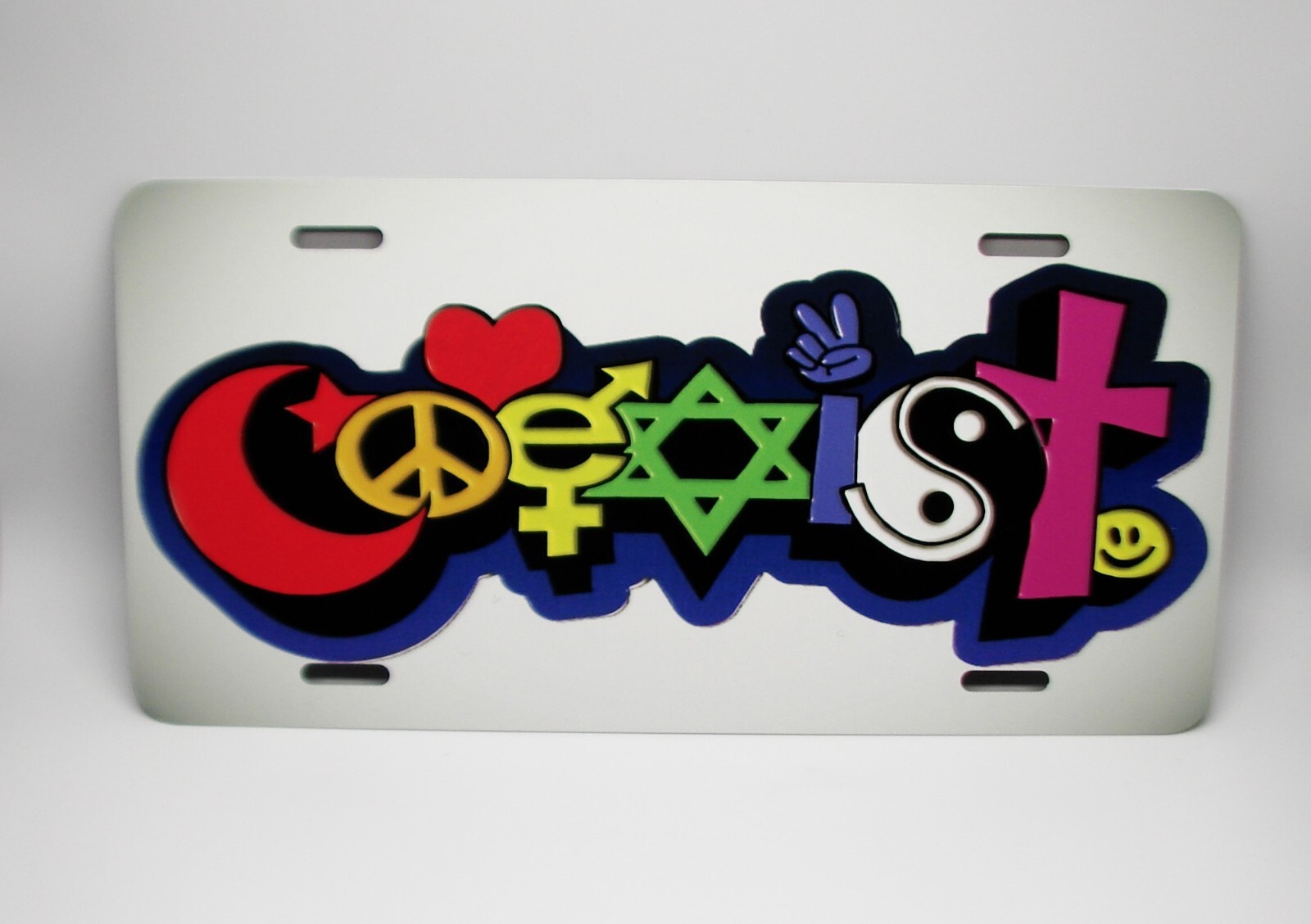 COEXIST METAL CAR LICENSE PLATE. ONE WORLD PEACE LICENSE PLATE EXIST ...