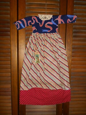 Primitive Dress, AMERICANA PATRIOTIC STARS n STRIPES DRESS,Grungy,July ...