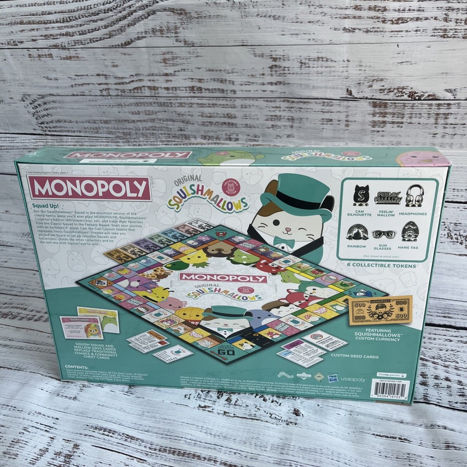 Monopoly Squishmallows Collector's Edition Feature Cam Cat Plush - Free ...