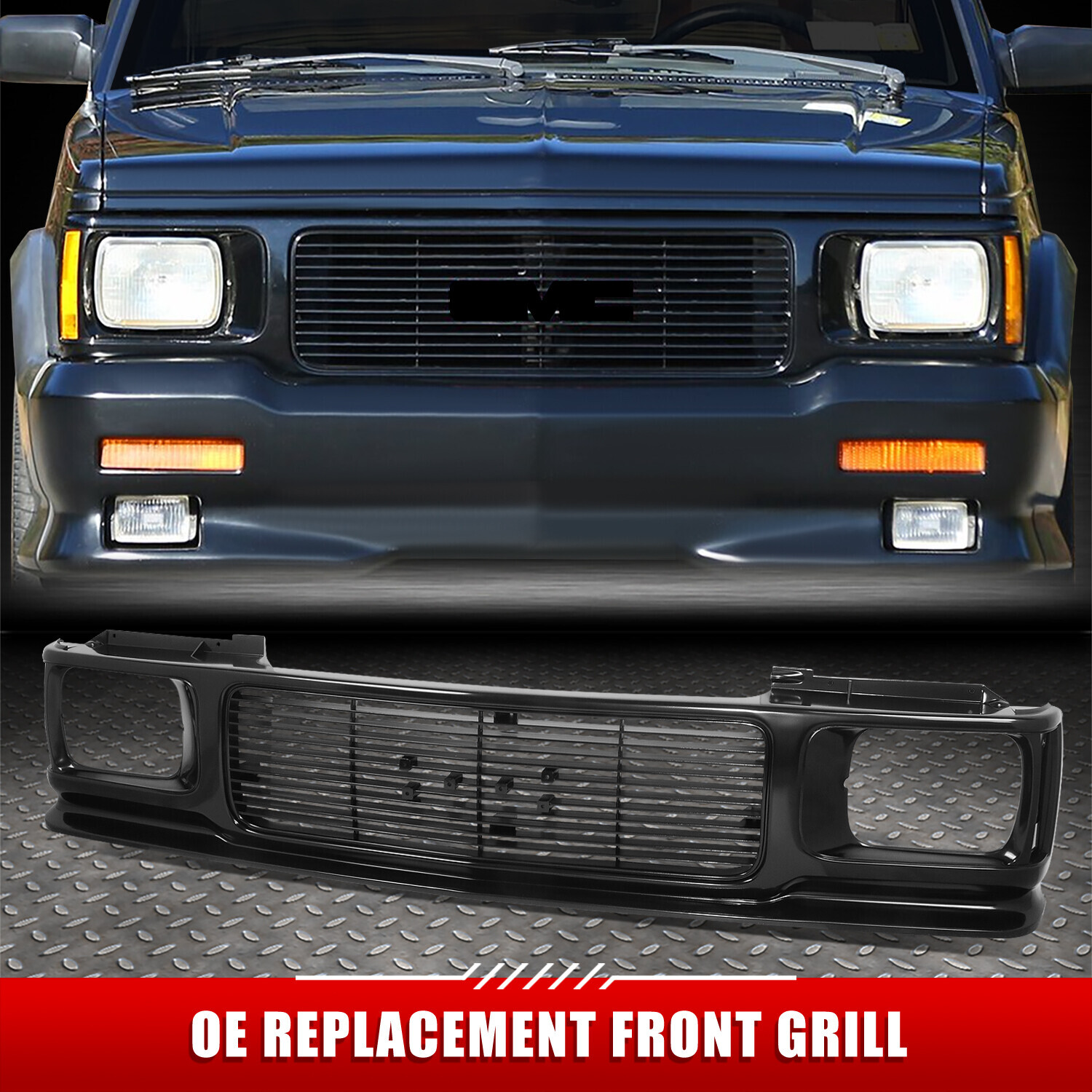 For 91-93 GMC S15 Jimmy Sonoma OE Style Black Front Grille w/ Emblem ...
