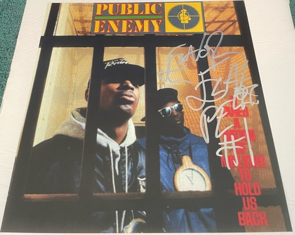 REAL FLAVOR FLAV SIGNED PUBLIC ENEMY 12X12 ALBUM COVER PHOTO W/EXACT ...