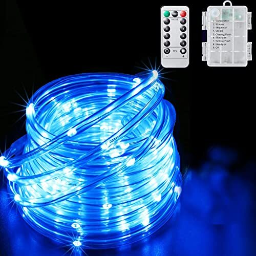 Blue Rope Lights 40 Ft 120 Led Strip Lighting With Remote Control 8 ...