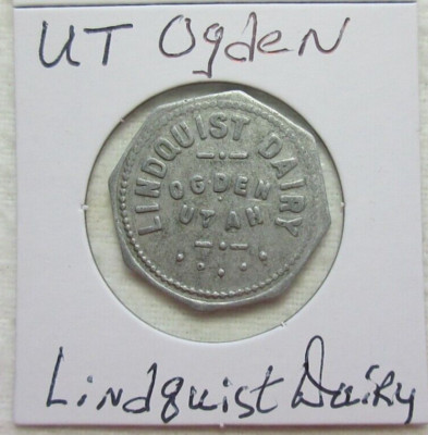 OGDEN UTAH UT ~ LINDQUIST DAIRY ~ GF 1 QUART MILK TOKEN | eBay