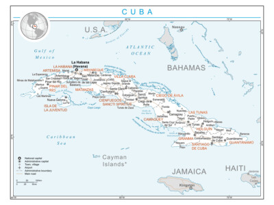 Cuba Political Administrative Province Road Rail City Country Map ...