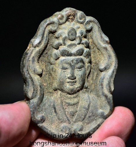 2.8" Old Chinese Buddhism Bronze Kwan-yin Guan Yin Buddha Pendant ...