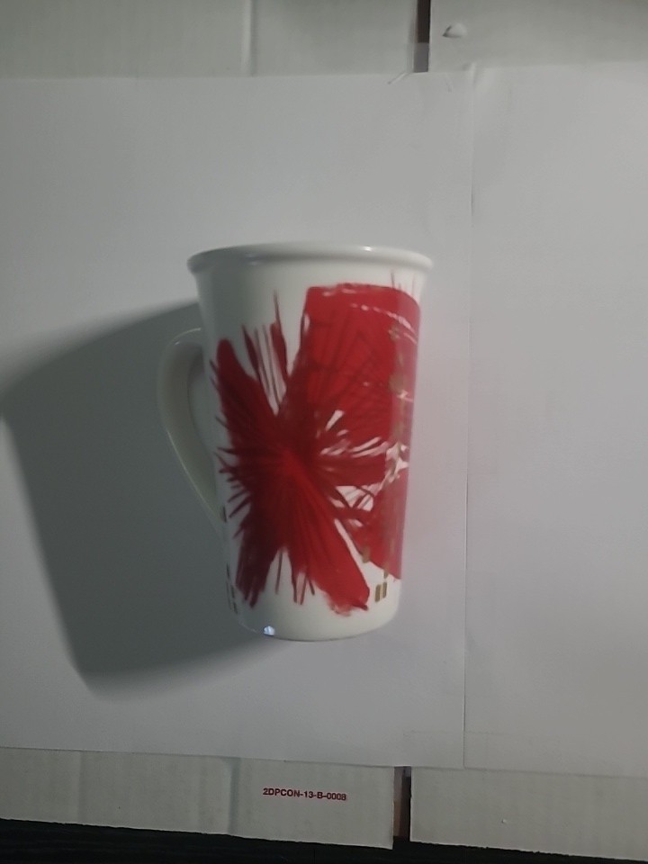 2 Starbucks 12oz Tall Coffee Mug Cup 2014 Christmas Red Starburst ...