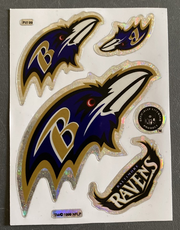 Vintage Baltimore Ravens Prism Logo Stickers 1998 NFL Vending Machine 4 ...