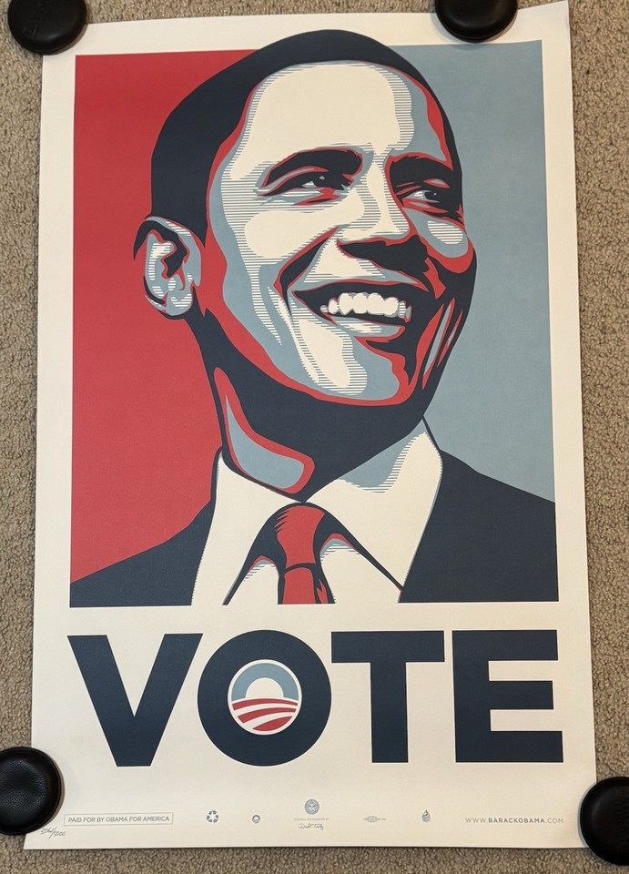 Shepard Fairey VOTE President Barack Obama Campaign Poster Art Print ...