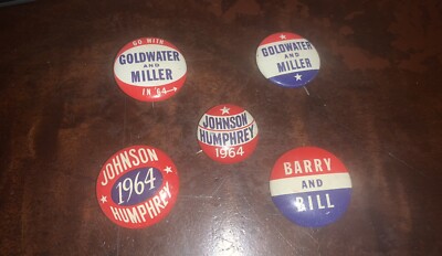 Vintage Lot Of Political Pinback Pin Buttons Johnson,Humphrey,Goldwater ...