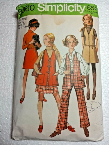 Simplicity Vintage 1969 Girl's Jumper Pants Size 11 12 Pattern 8360 Cut Complete | eBay