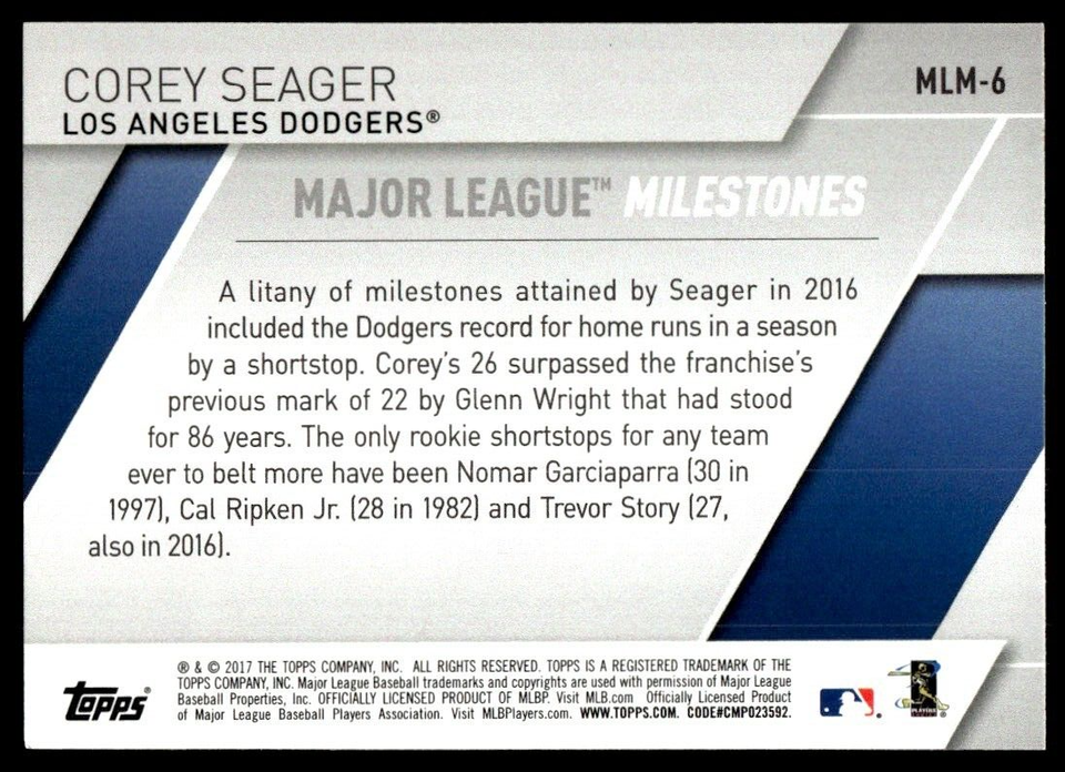 2017 Topps Major League Milestones Corey Seager #MLM-6 | eBay